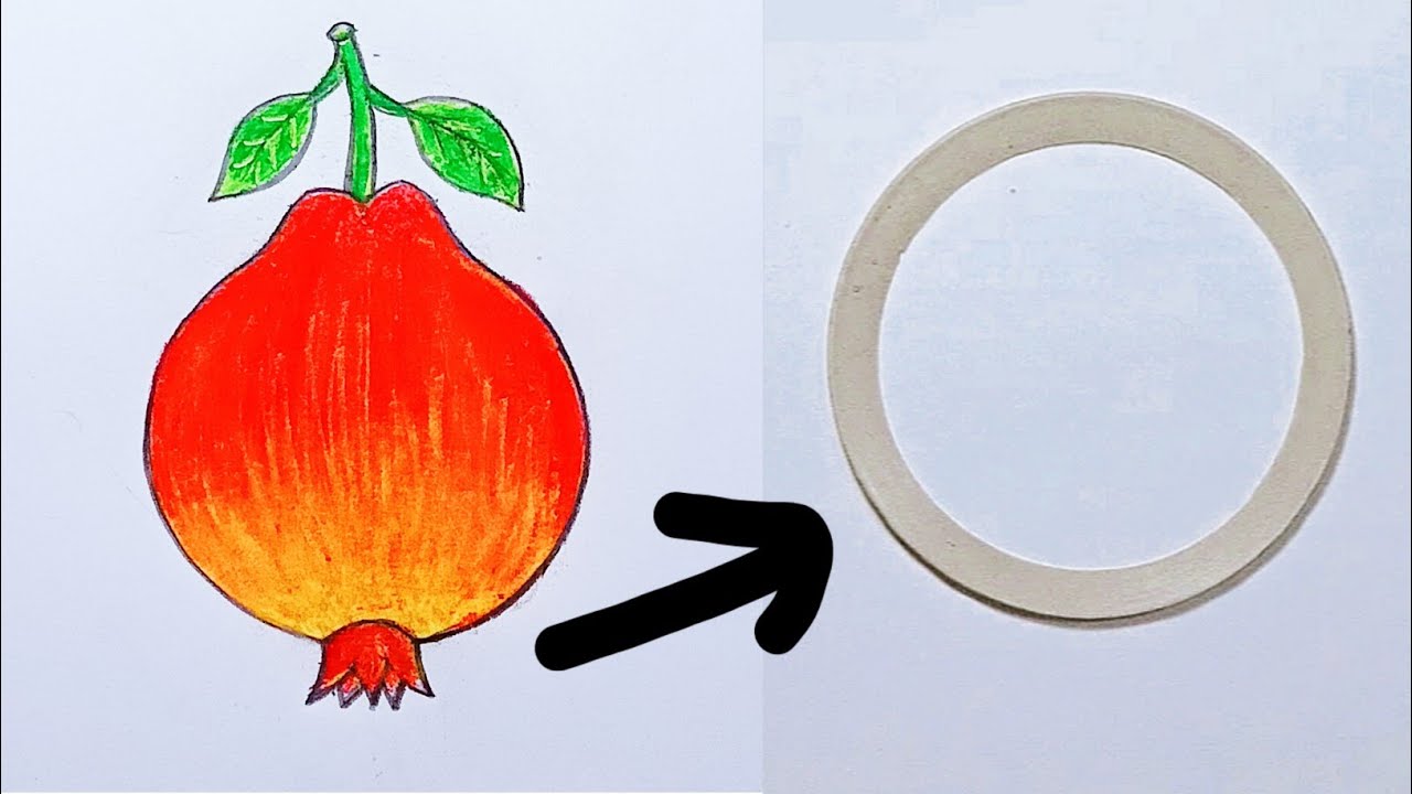 How to draw a Pomegranate (Step by Step) Very Easy | Dalim drawing ...