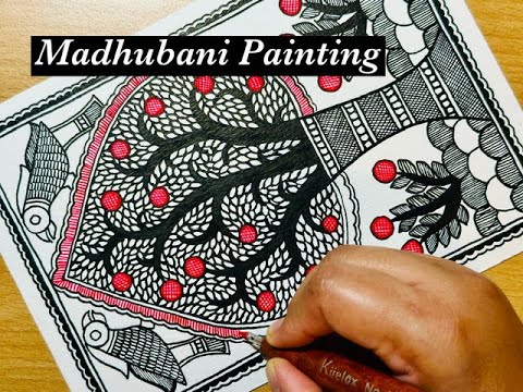 TREE II How to make Madhubani Painting II Mithila Art II Kachni Black ...