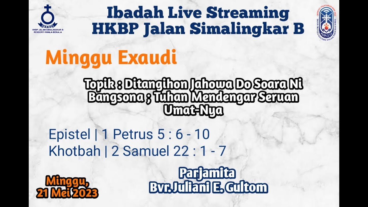 ACARA IBADAH MINGGU EXAUDI, 21 MEI 2023 - YouTube