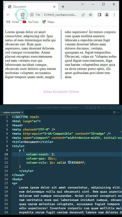 column count html #htmlcss #htmltutorial #visualstudiocode #belajarcss #shortvideo - YouTube