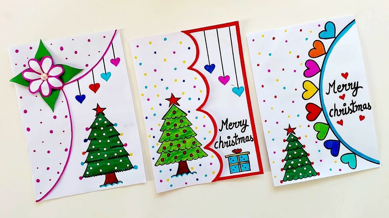 3 Easy & Beautiful white paper Christmas Card making|DIY Greeting Card ...