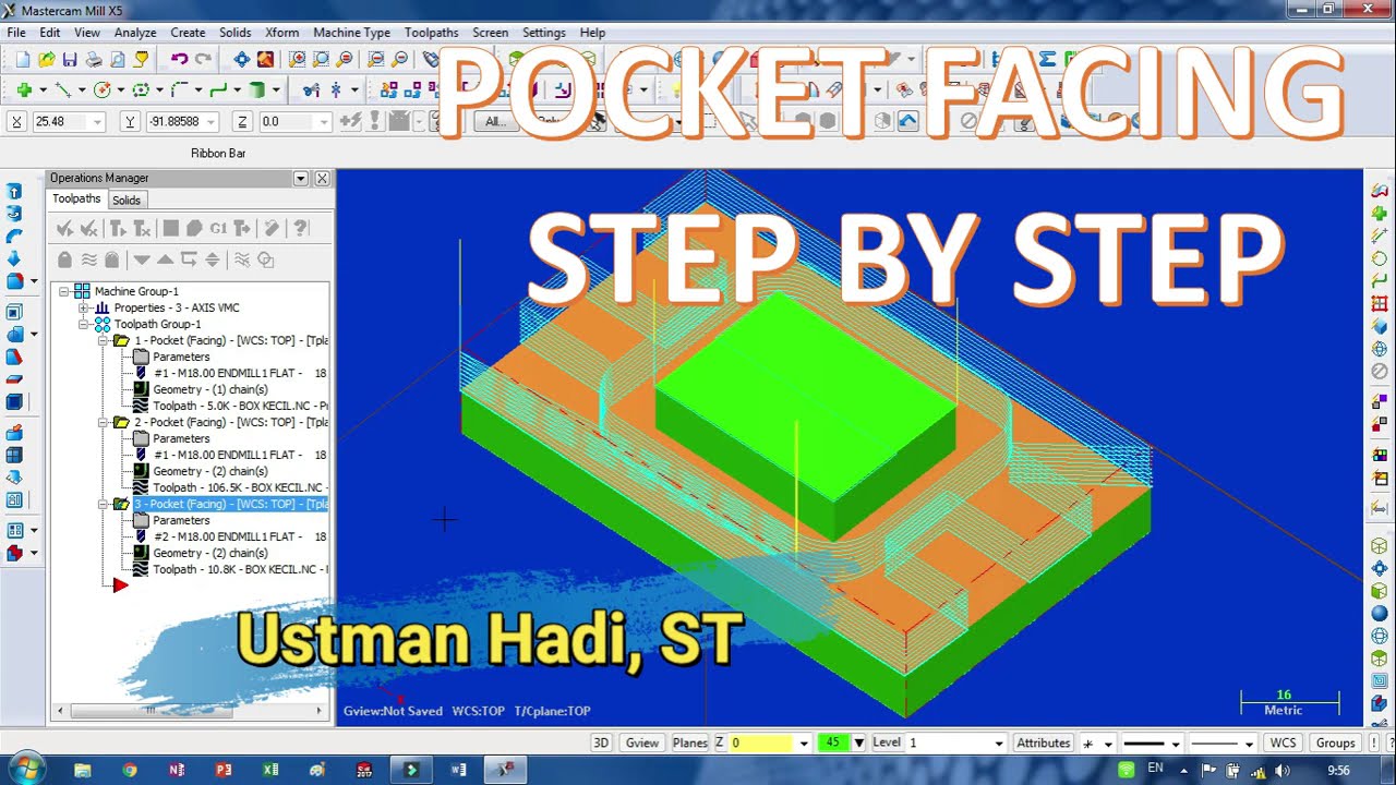 Mastercam X5 #13 Pocket Facing - YouTube