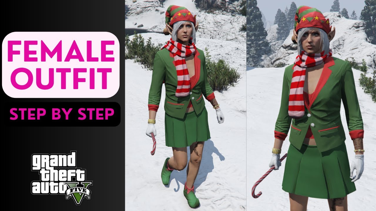 Pretty Female Christmas Elf Outfit Tutorial | GTA 5 Online - YouTube