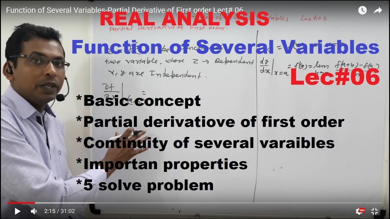 06 Partial Derivative Of Function Of Several Variables Continuity Of Function Of Two