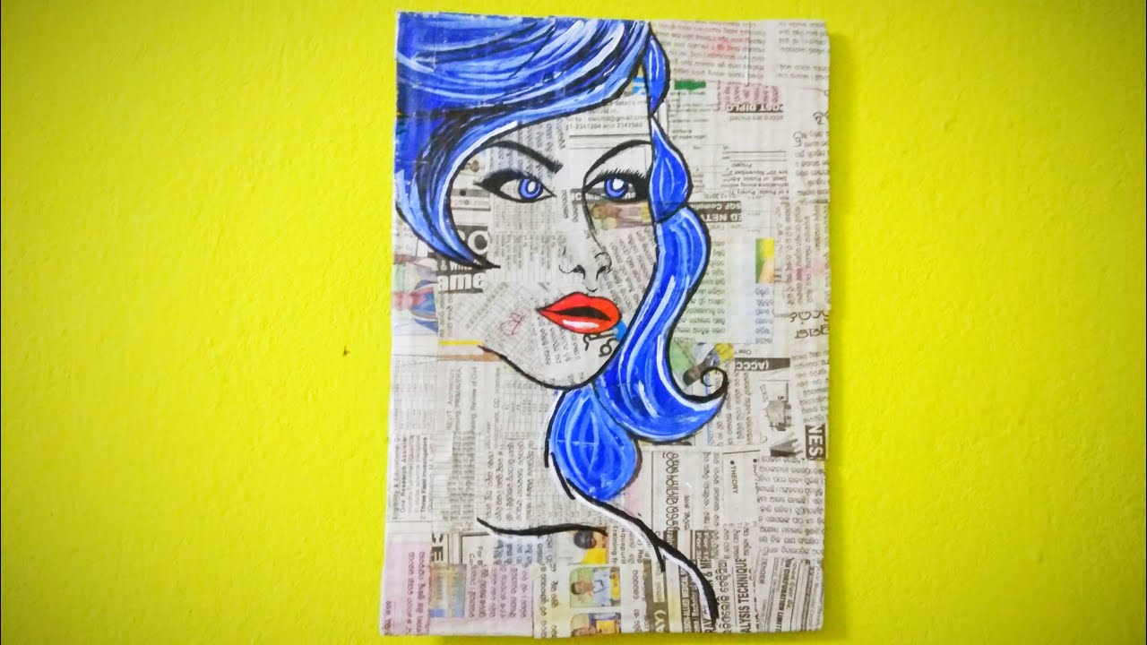 EASY ART/EASY POP ART USING OLD NEWS PAPER AND CARDBOARD#Nandita's DIY ...