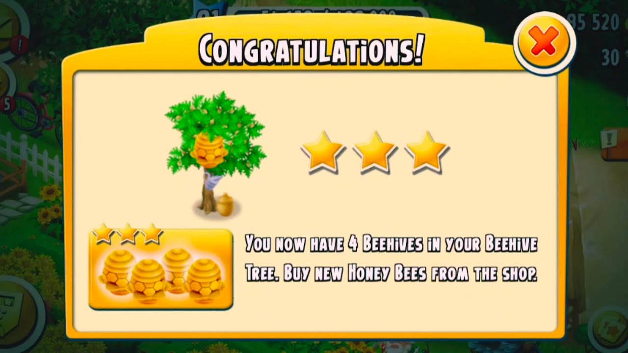 Hay Day | Upgrade 3 Star Beehive Tree | 4 Beehive | 12 Bees - YouTube