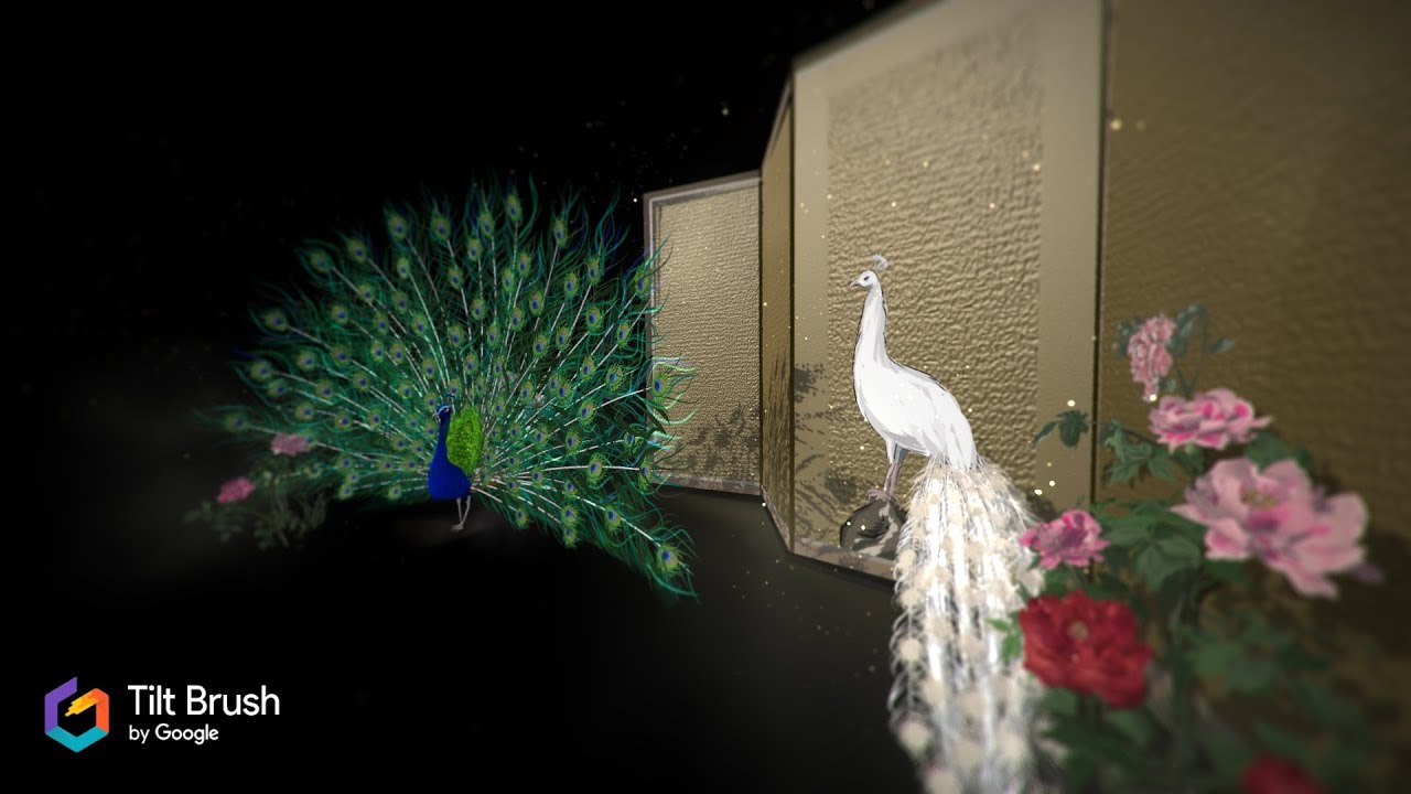 【VR Art#21】Peacocks across the real world(HTC Vive/TiltBrush) - YouTube