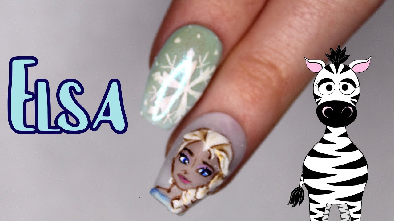 3D Elsa Acrylic Nail Art Tutorial | Frozen | Disney Princess Series ...
