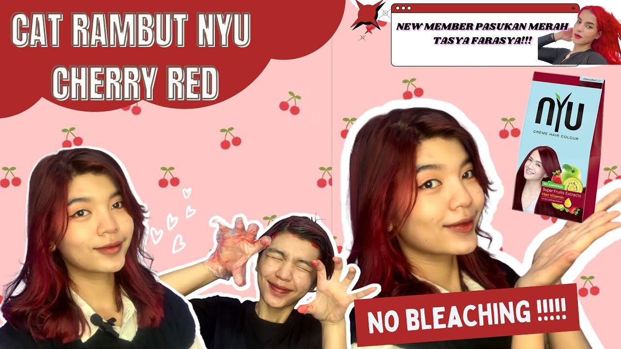 CAT RAMBUT NYU CHERRY RED | NO BLEACHING - YouTube