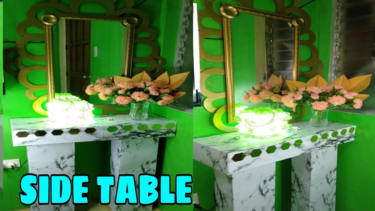 DIY SIDE TABLE | MIRROR SIDE TABLE | SIMPLE AND EASY | BOX CRAFT | BOX ...