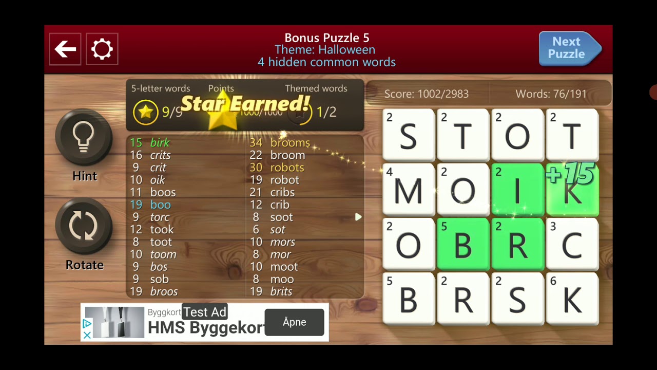 Microsoft Wordament World 1 Bonus Puzzle 5 - YouTube