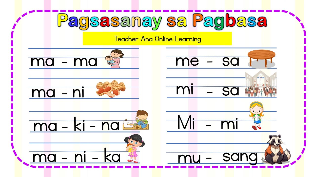 Filipino Reading Lesson ll MGA SALITANG NAGSISIMULA SA TITIK Mm ll ...