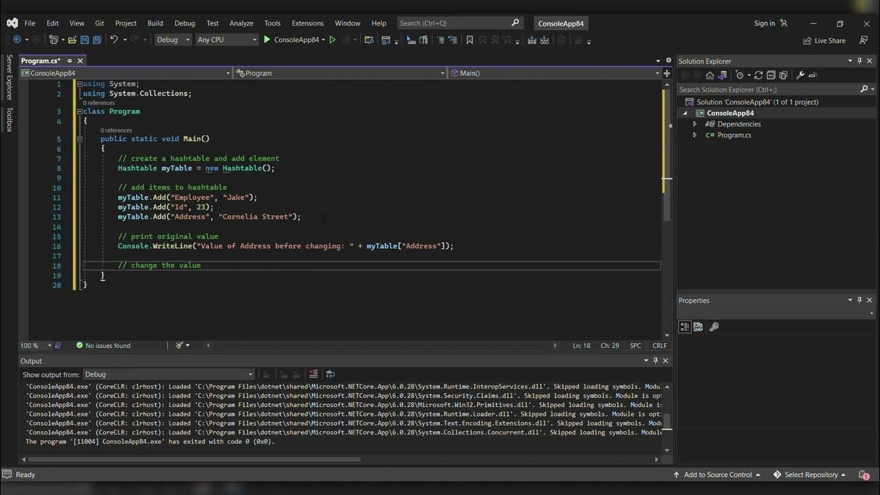 C# (Programming Language) Project 73: 'Change Hashtable Elements' Created by Trishanth Kumar ...