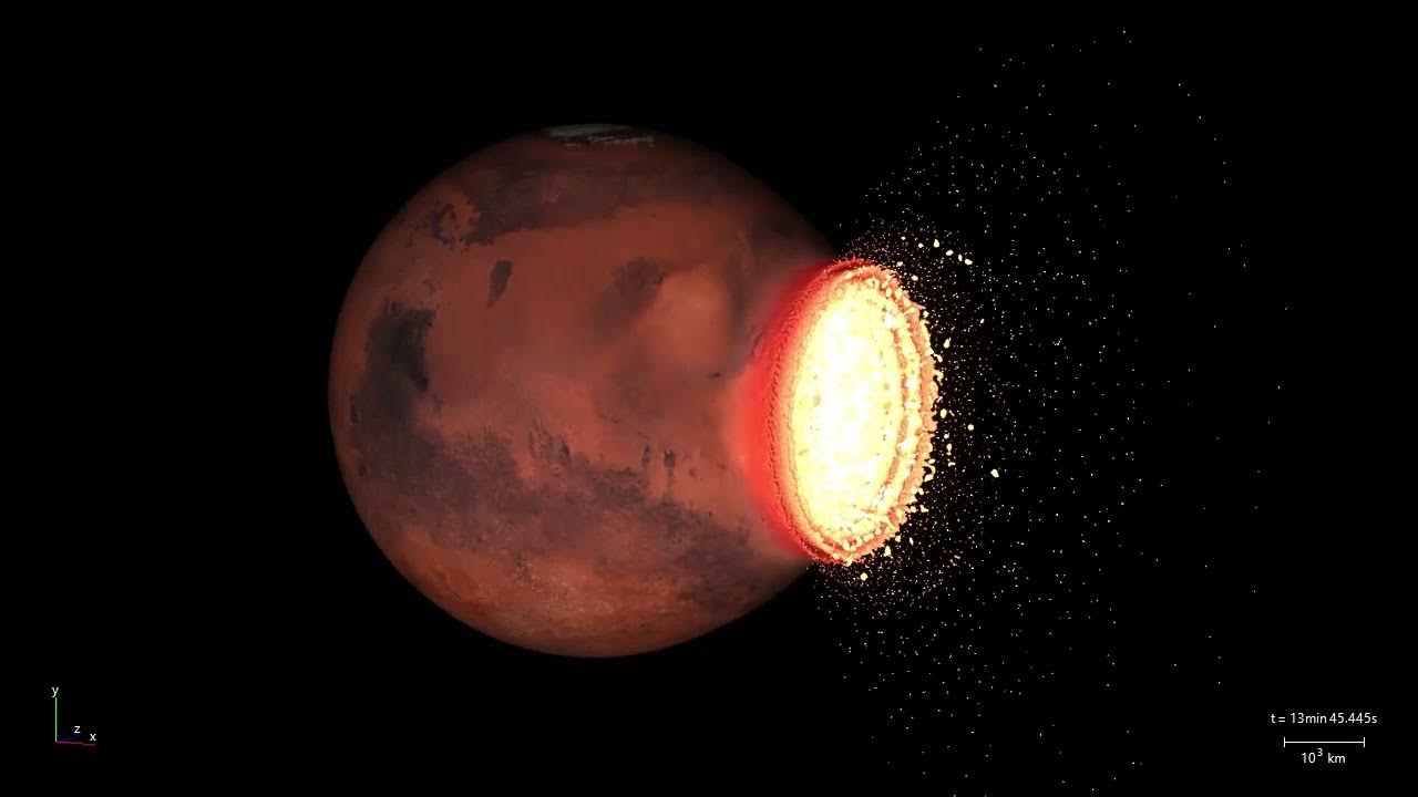 Mars collision with rogue planet (SPH simulation) - YouTube