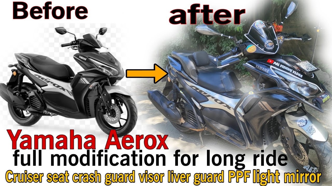 yamaha aerox full modification in just 20,000|| for long ride. - YouTube