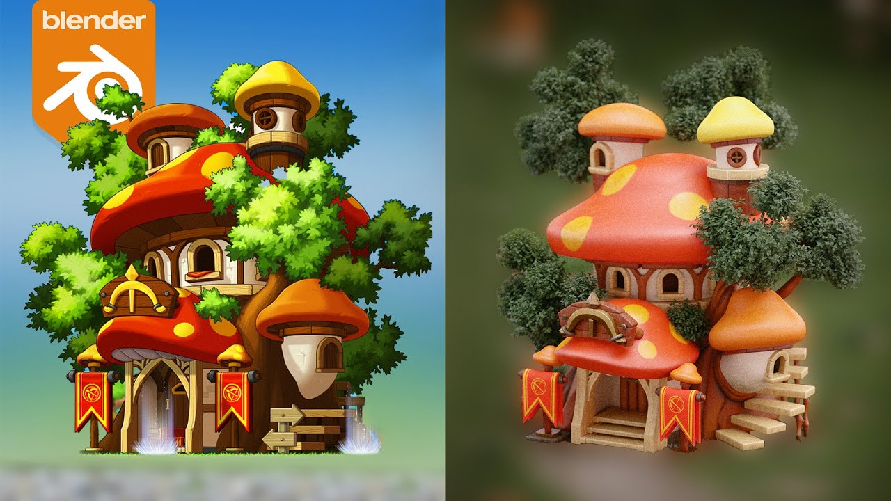 Blender Timelapse of a Mushroom House - YouTube