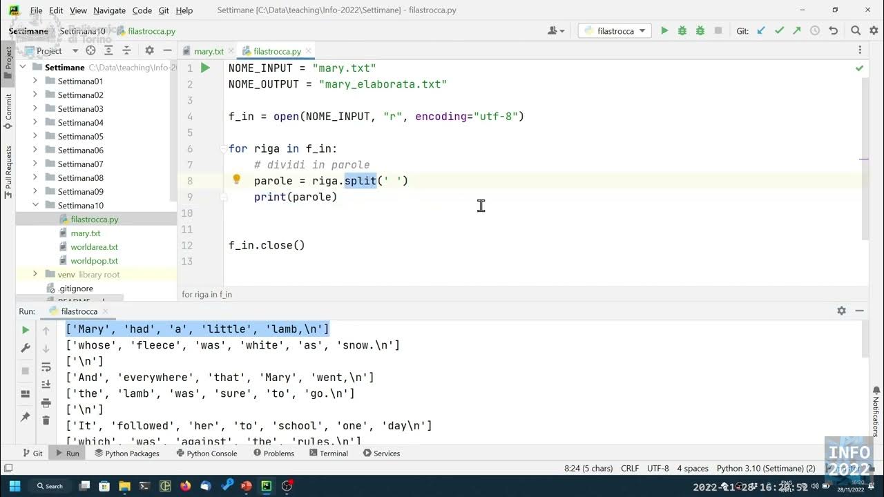 Informatica2022-L27: Elaborazione di file di testo - YouTube