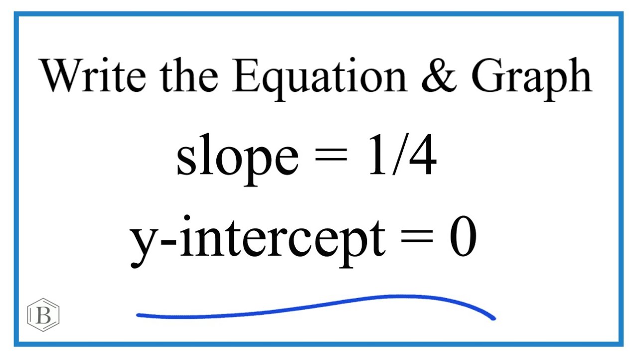 Graph and write the equation of a line with a slope of 1/4 and a y ...