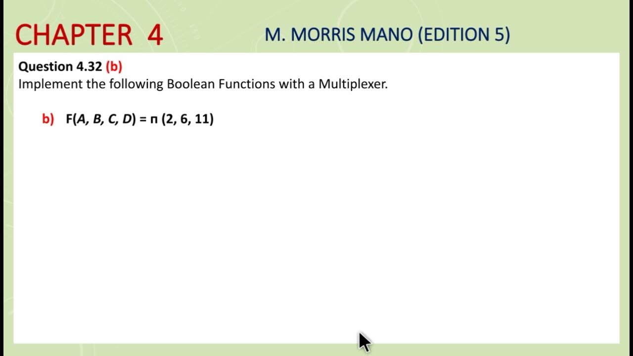 Exercise 4.32(b) - Use of Multiplexer to Implement Boolean Function ...
