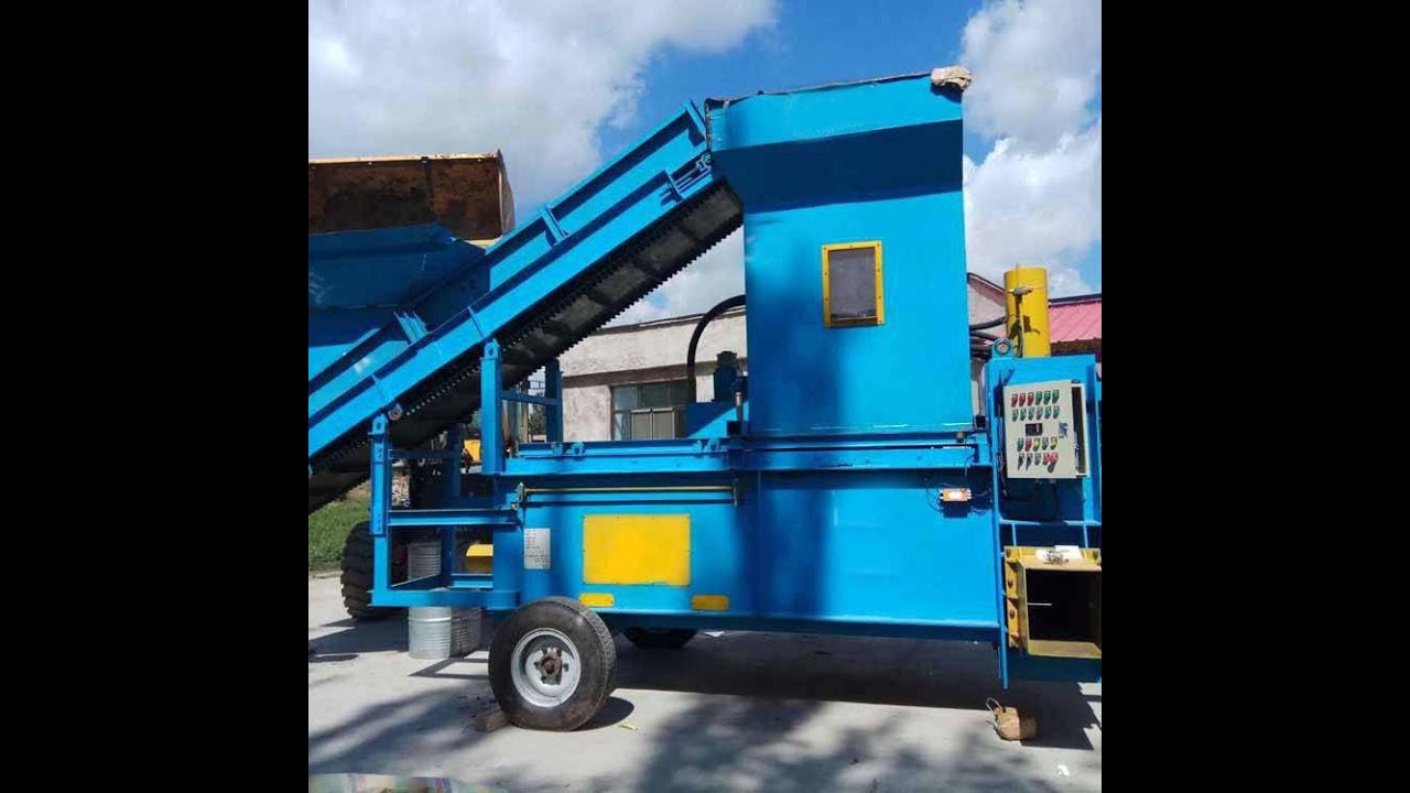 NKB240 Rice Husk Baler Machine ,Rice husk Bagging Press Baler - YouTube