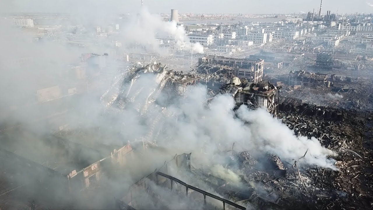 Exclusive: Aerial footage of factory blast in E China - YouTube