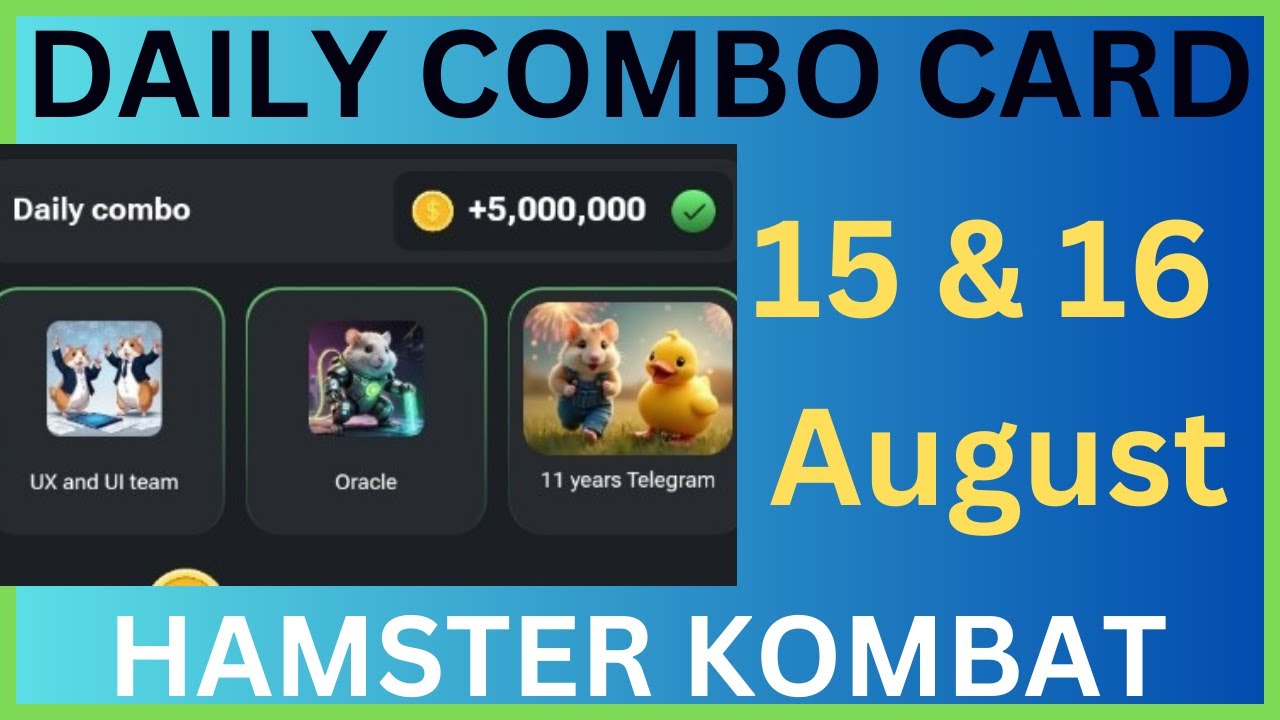 combo card in hamster Kombat today | combo card today | combo card 15 & 16 august @Vishalsahu21 ...