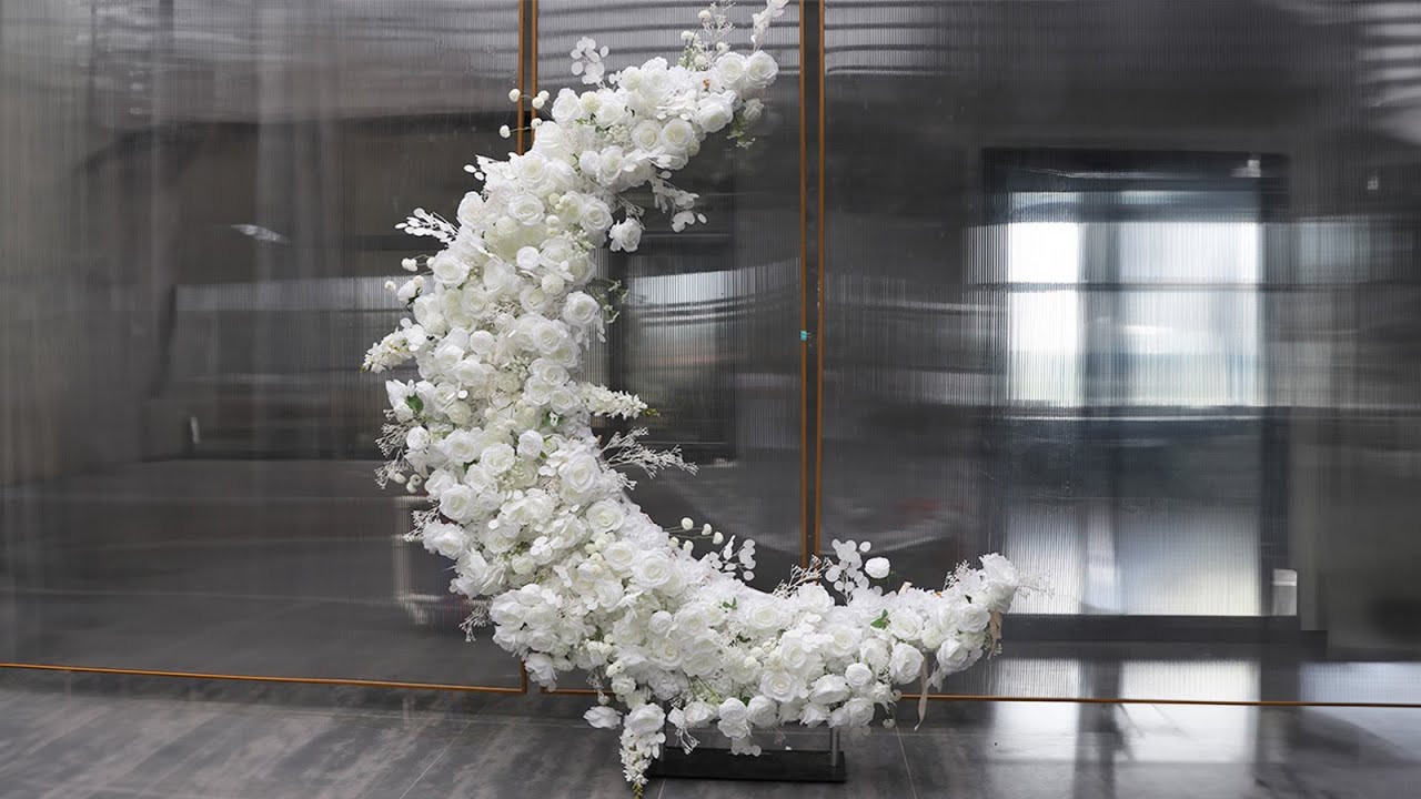 6.5ft White Roses Moon Shaped Flower Wall Wedding Party Decor - YouTube