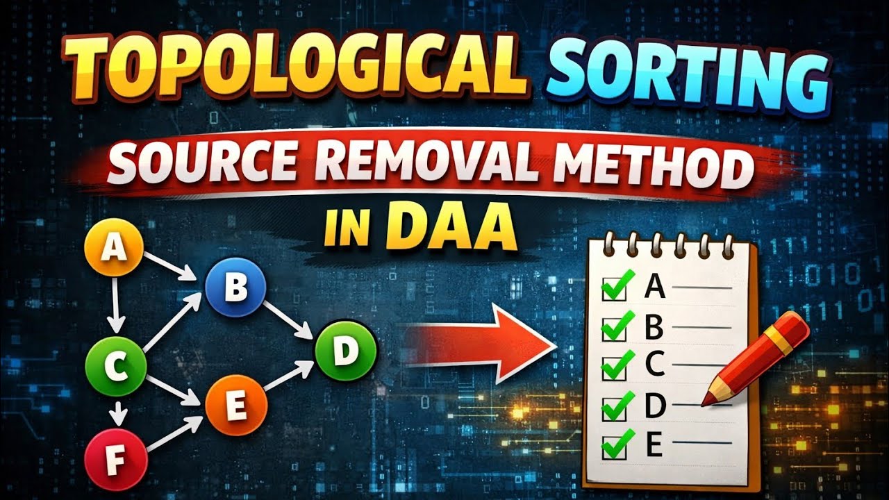 DAA - Topological Sorting ( Source Removal Method ) - YouTube