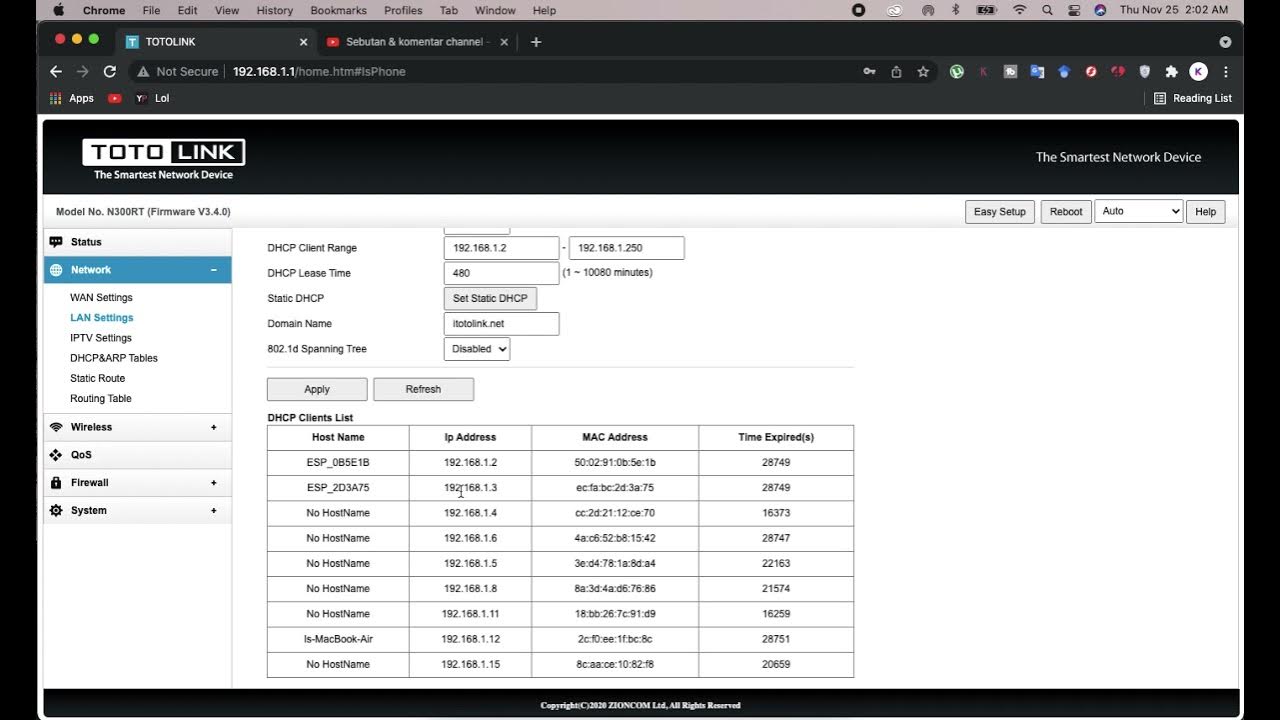 Cara Memblokir Pengguna Wifi Menggunakan Mac Filtering di Router TOTOLINK N300RT - YouTube