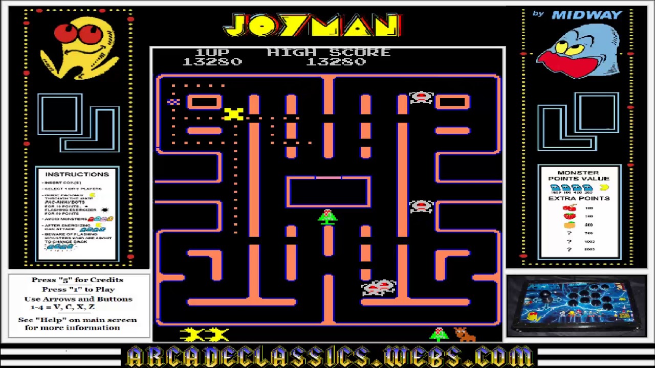ARCADE MACHINES FRONTEND GAME TIME JOYMAN JOY MAN WITH PACMAN ITS PAC ...