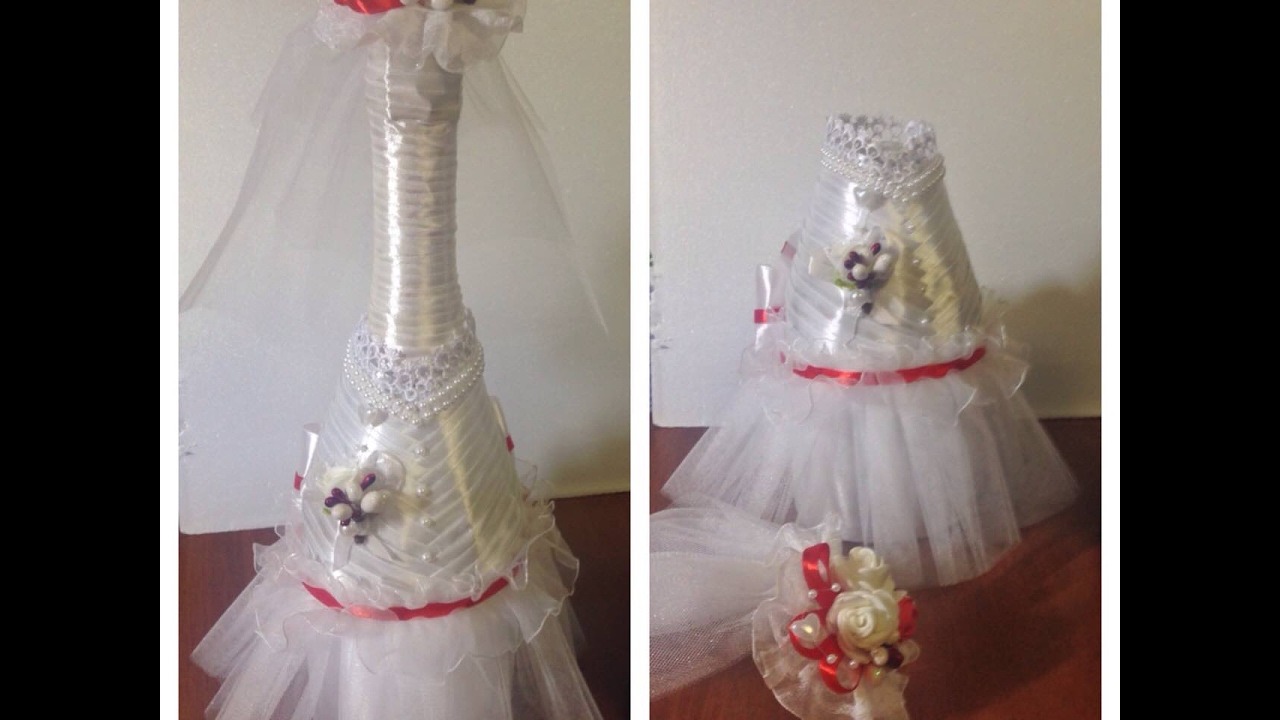 Свадебное шампанское НЕВЕСТА часть 2/ DIY Wedding Champagne Part 2 ...