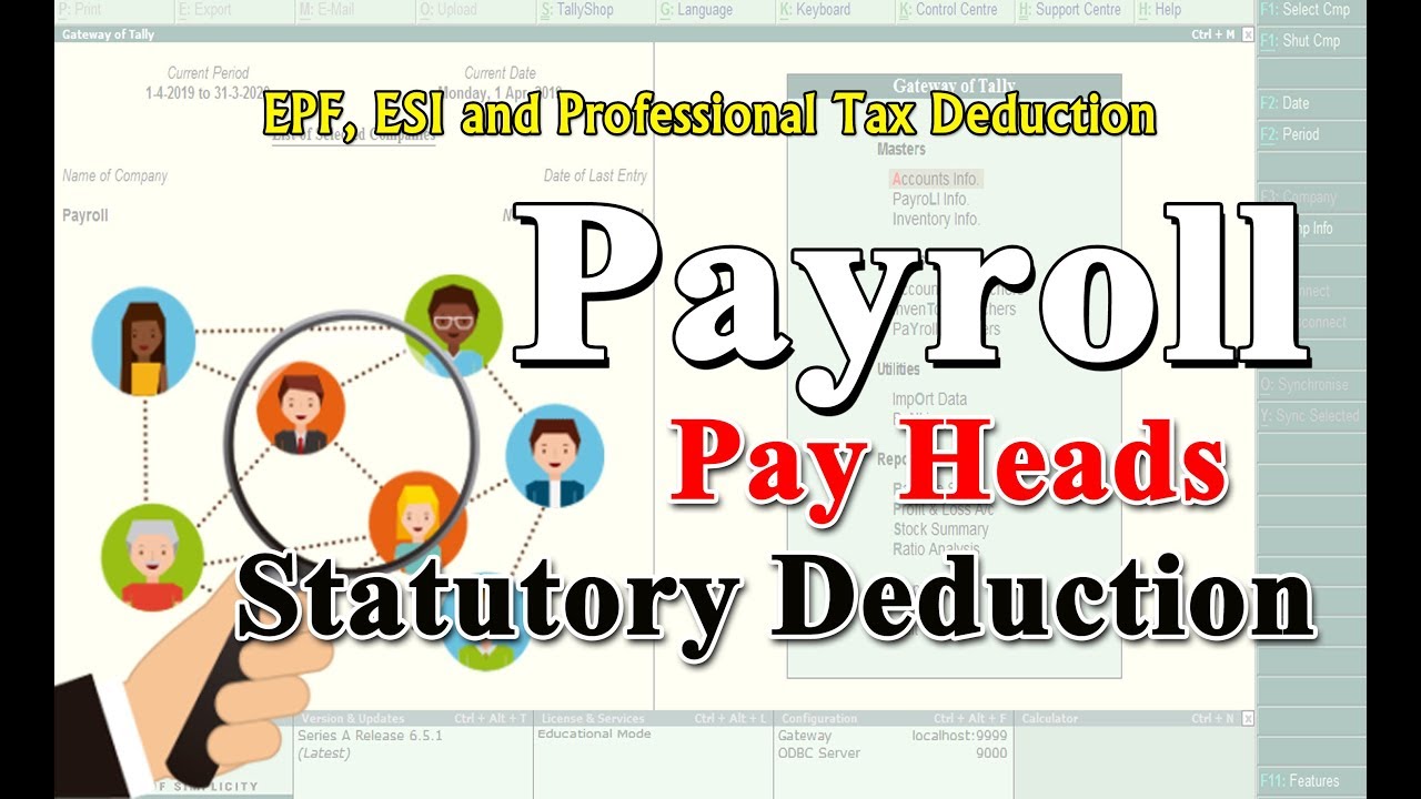 Payroll Employee's Statutory Deduction Pay Heads in Tally.ERP 9 [Video ...