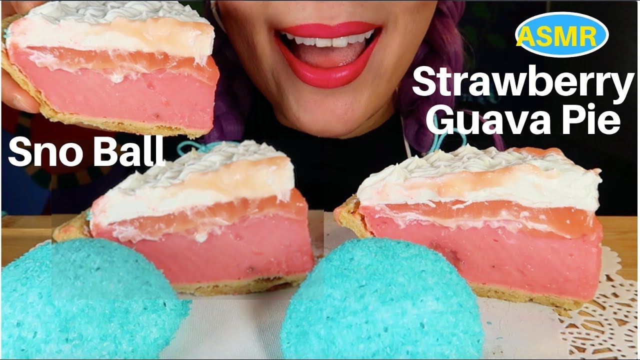 딸기,구아바 파이 +마쉬멜로우 케익 리얼사운드 먹방 |STRAWBERRY GUAVA PIE+SNO BALL EATING ...