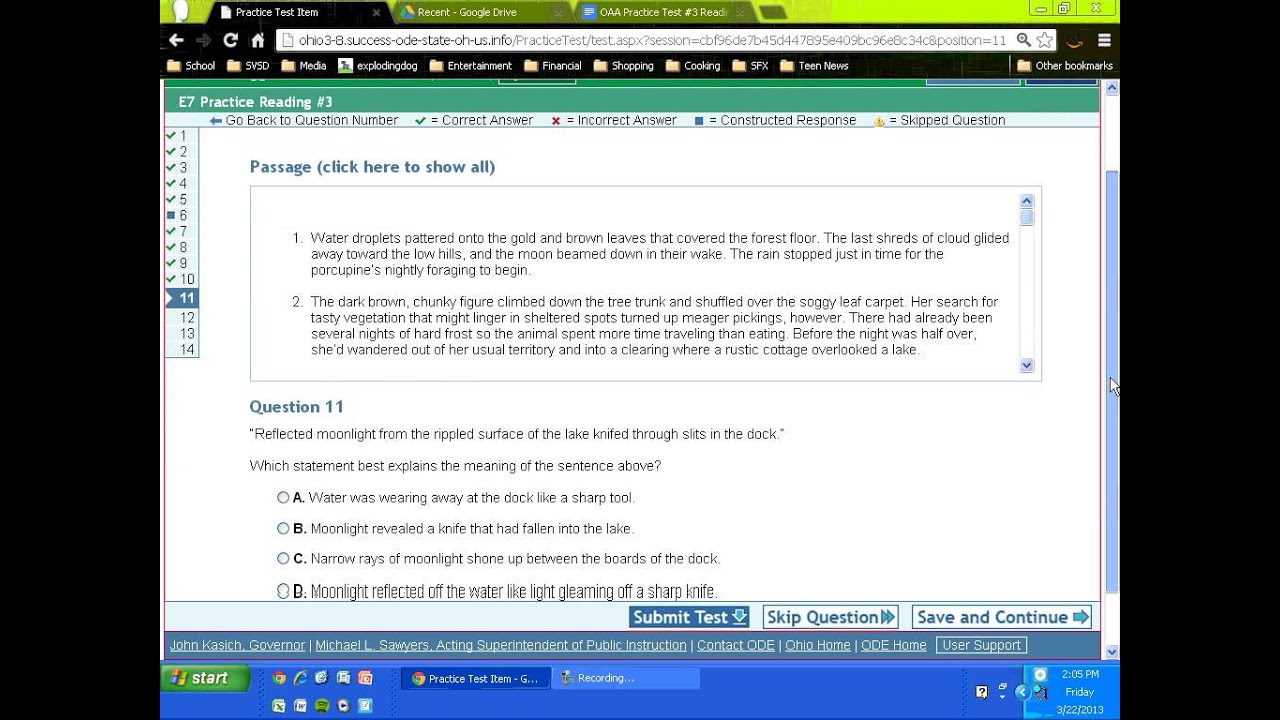 OAA Practice Test #3, English 7: Part Two - YouTube