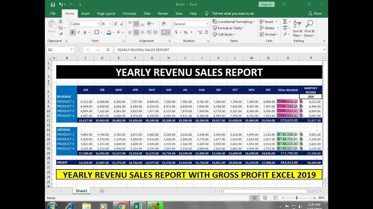 231 How To Make Revenue Sales Report Check Gross Profit In Excel 231 How To Make Revenue Sales Report Check Gross Profit In Excel