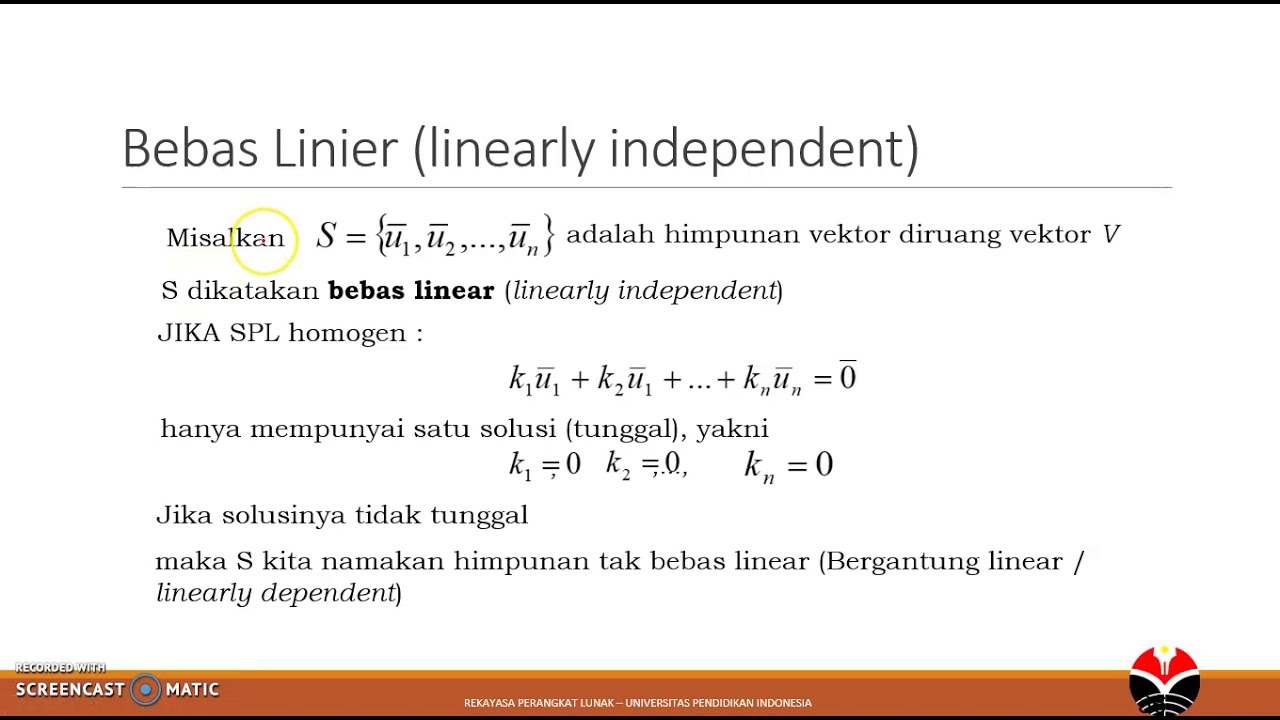 Bebas Linier | Bab Ruang Vektor Part #3 - YouTube