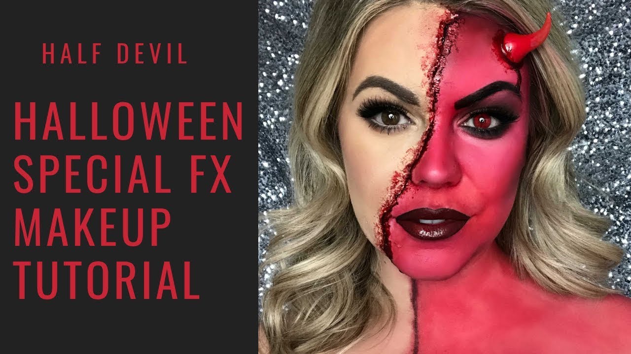 HALF DEVIL HALLOWEEN MAKEUP TUTORIAL | Kelseyrae Mua - YouTube