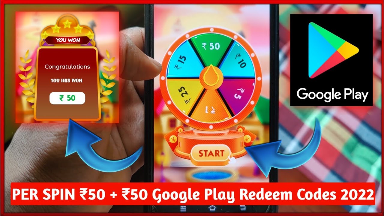 Get ₹50 Google Play Redeem Codes Per Spin | Spin Gamers App Trick For ...