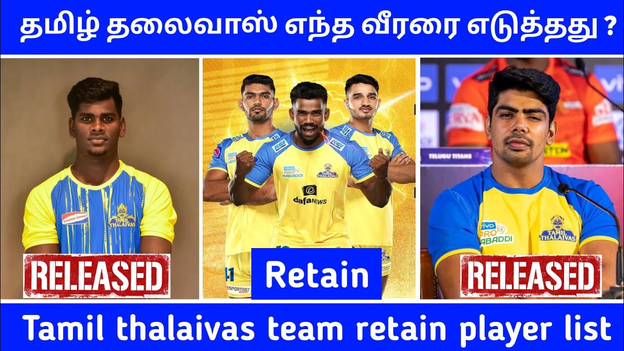 Tamil thalaivas team retain player list - PkL season 10 - YouTube