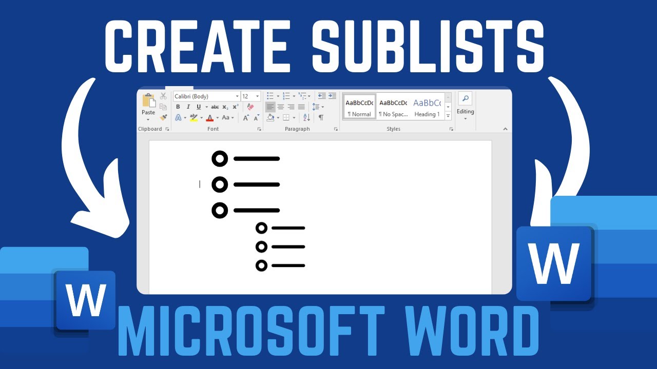 How To Create Sublist In Microsoft Word - YouTube