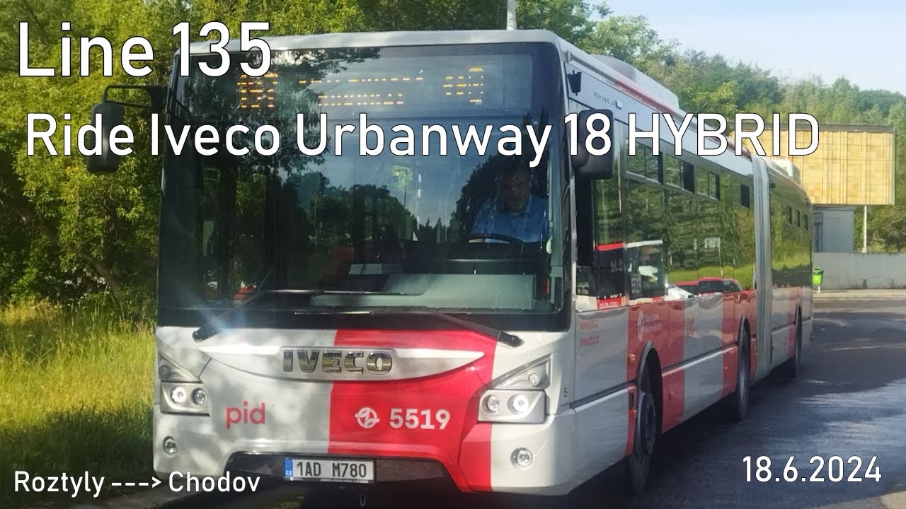 Line 135 Ride Iveco Urbanway 18 HYBRID to Chodov - YouTube