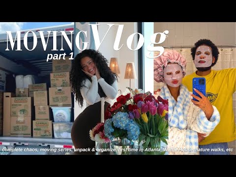 MOVING VLOG l unpack & organize, complete chaos, settling in, decor shopping, trip to ATL...