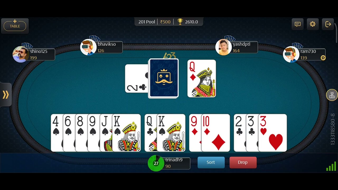 500 entry 201-pool rummy game play how i win in this table ||ace23 ...