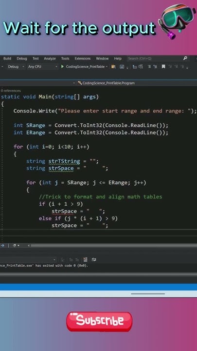 Program to Print Multiplication Tables in a given Range in C# #shorts #shortsfeed #viralshorts ...