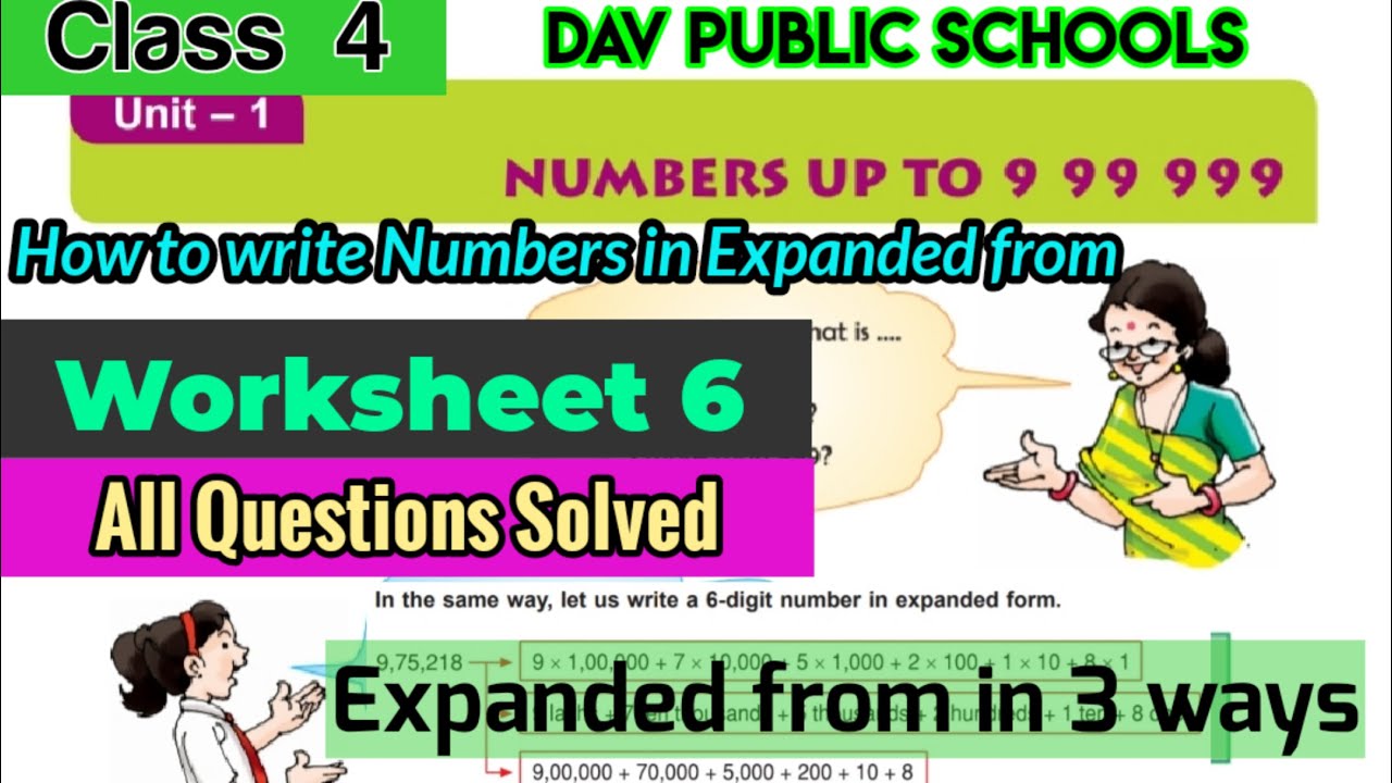 DAV class 4 maths chapter 1 worksheet 6 - all questions solved - YouTube