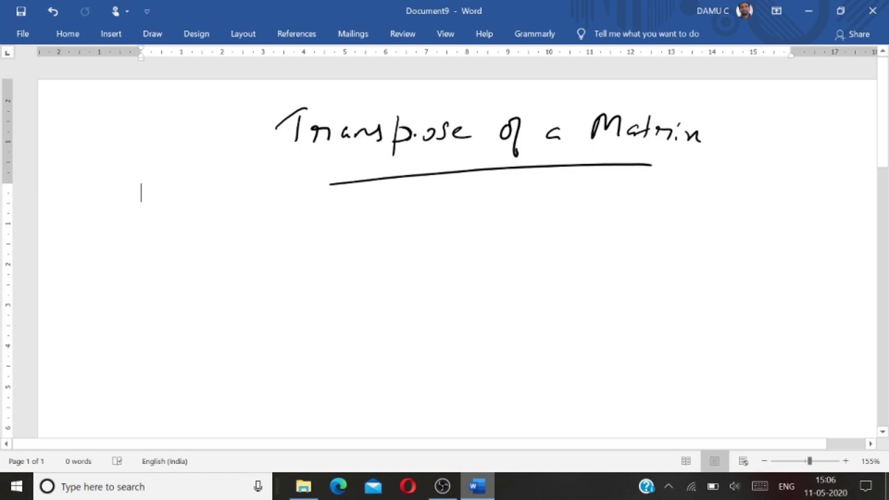 Transpose of a matrix & Determinant - YouTube