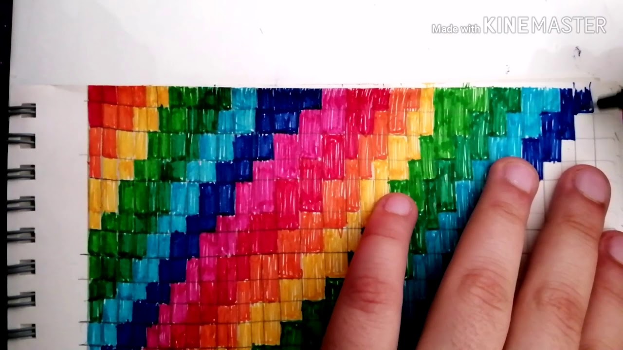 Speed pixel art gradient with fine liners! - YouTube