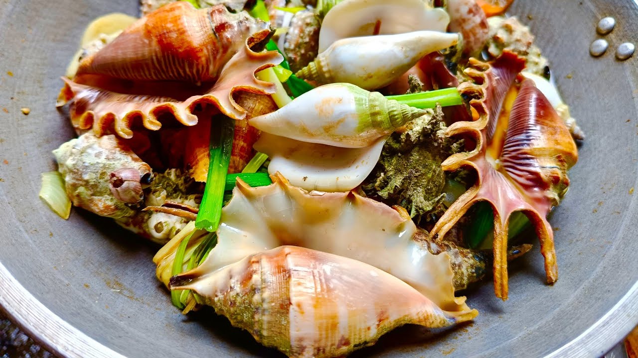 SHELLS | SEAWEEDS | SWEET POTATO | Masarap na pagkain sa bukid - YouTube