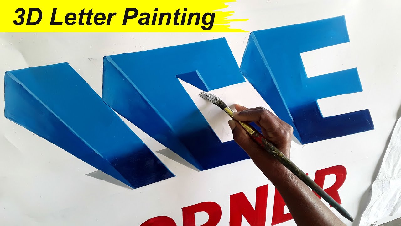 How to 3D letter Sign Painting - key of arts - YouTube
