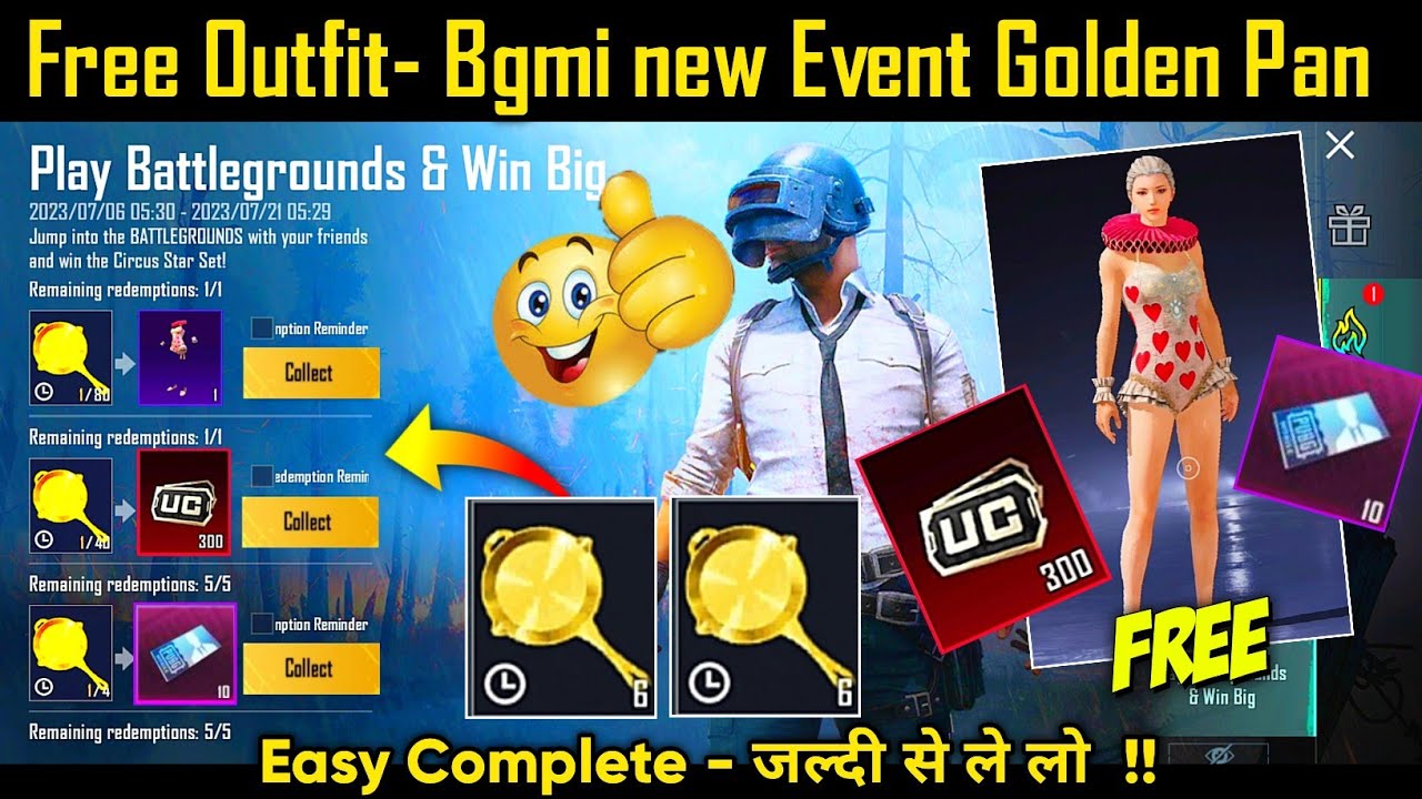 Free Outfit Bgmi New Event Golden Pan | How to Collect More Pan in Bgmi ...